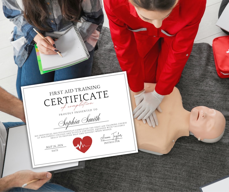 Customizable Certificate of Completion.first Aid Training Course ...