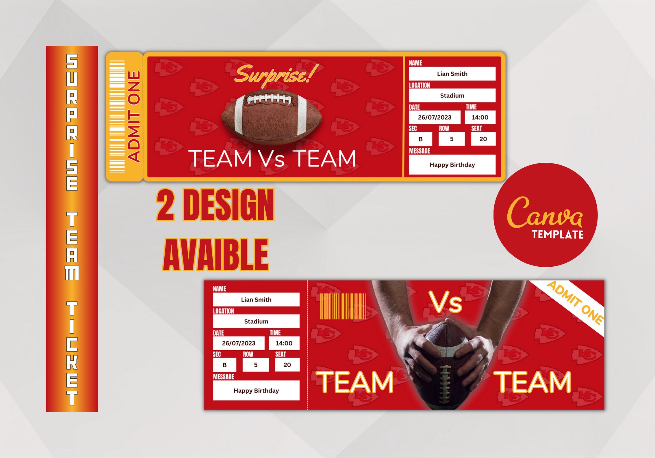 Football Game Kansas City Colors Ticket Template Surprise: Experience ...