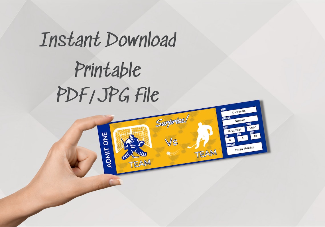 Hockey Game St Louis Colors Ticket Template Surprise: Ready in Action ...