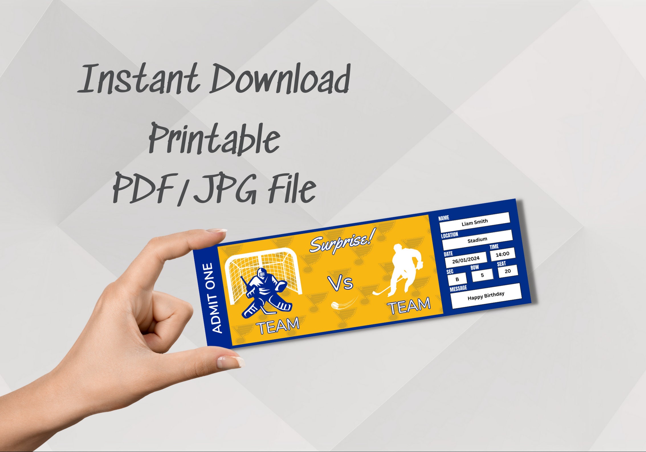 Hockey Game St Louis Colors Ticket Template Surprise: Ready in Action ...