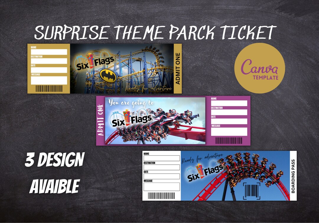 Personalized Six Flags Template Surprise | Editable | Printable | 100% ...