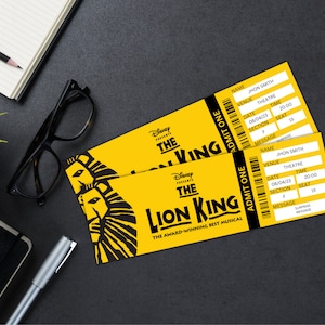Template THE LION KING Musical Surprise Ticket to the Theatre, Instant ...