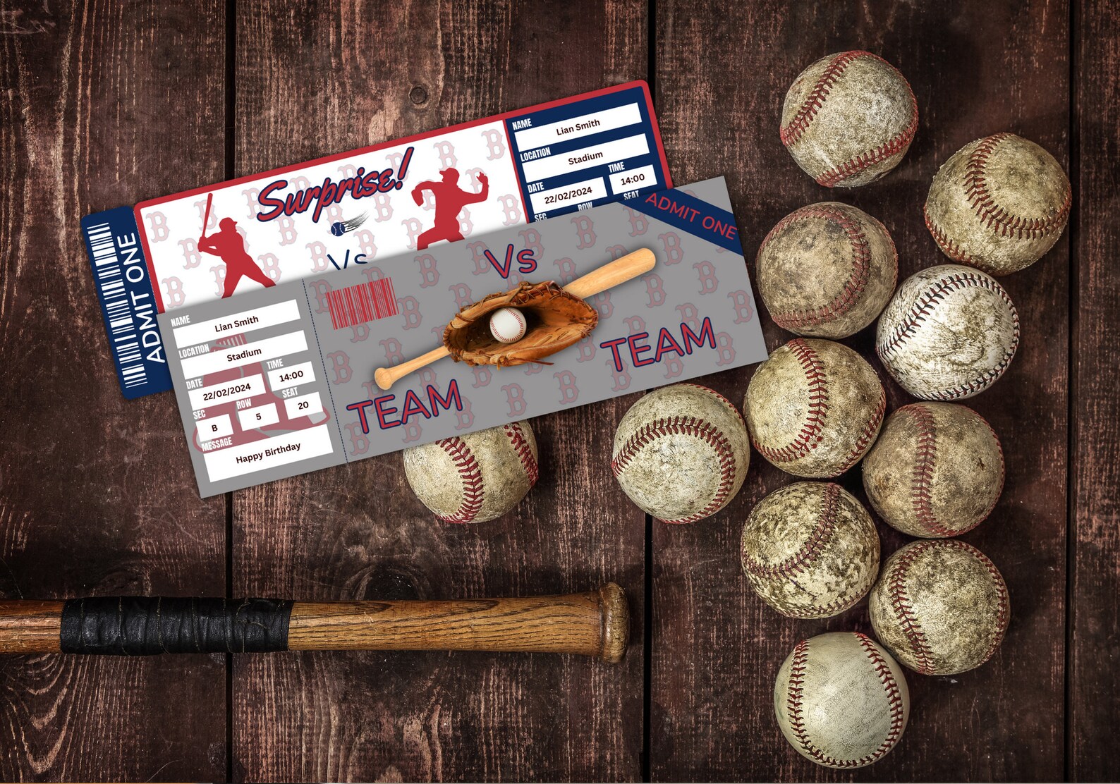 Baseball Game Boston Colors Ticket Template Surprise: Ready in Action ...
