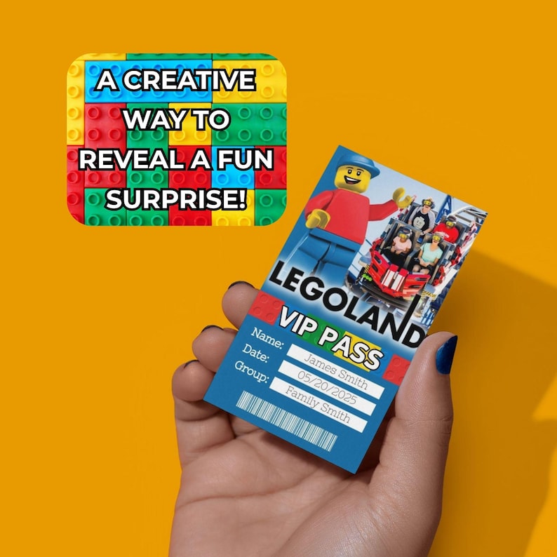 VIP Pass ID Badge for Kids – Inspired by LEGOLAND Theme Park, Editable ...