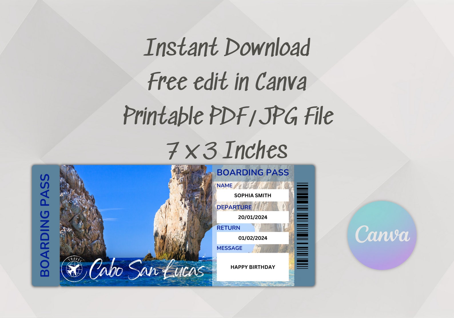 Printable Cabo San Lucas Surprise Travel Tickets Template, Vacation ...