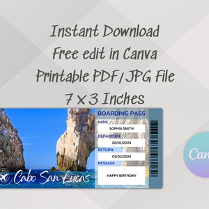 Printable Cabo San Lucas Surprise Travel Tickets Template, Vacation ...