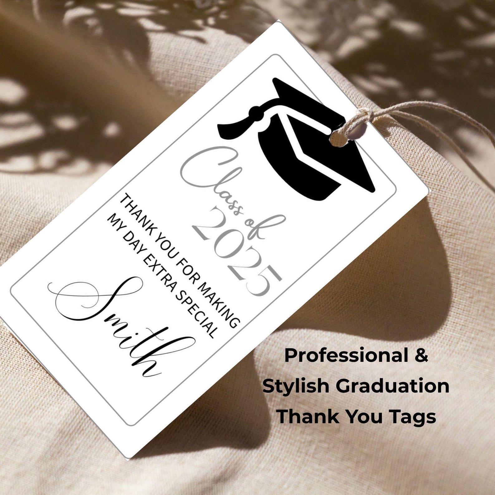 Editable Graduation Thank You Tags | Customizable Graduation Favor Tags ...
