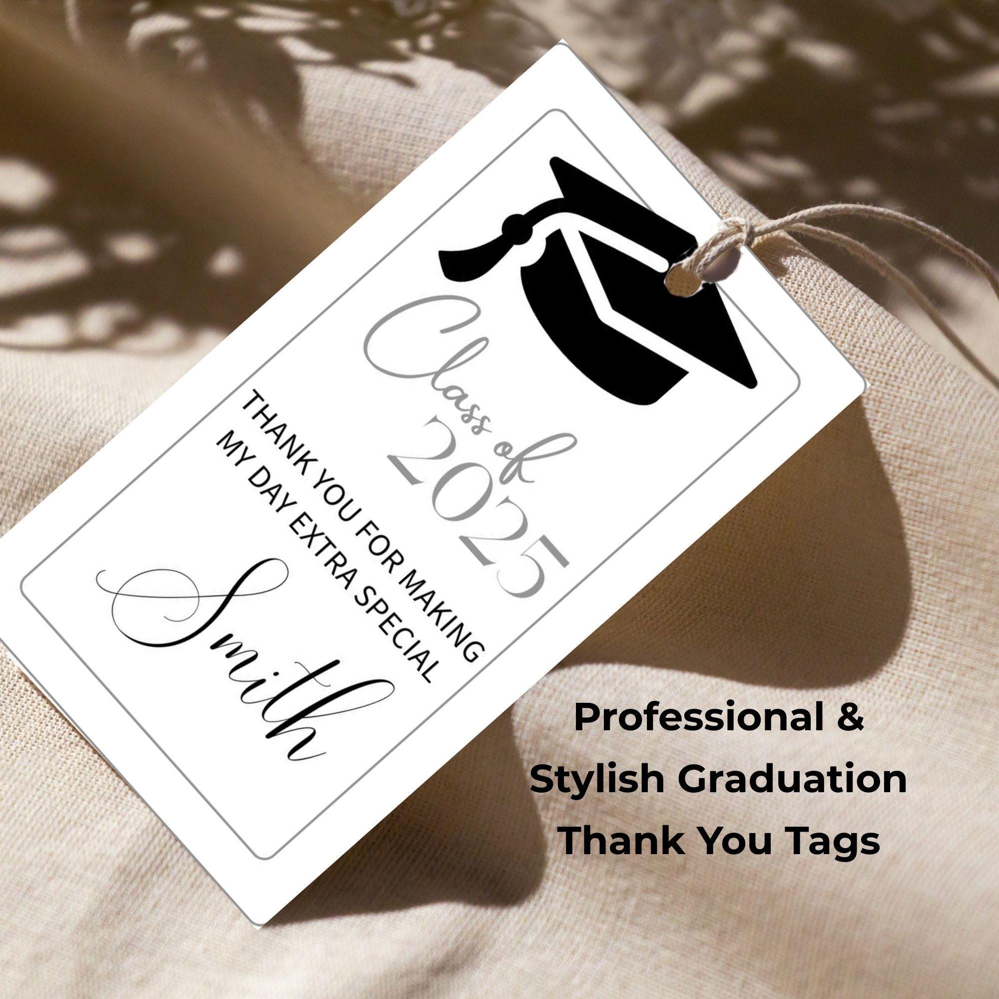 Editable Graduation Thank You Tags | Customizable Graduation Favor Tags ...