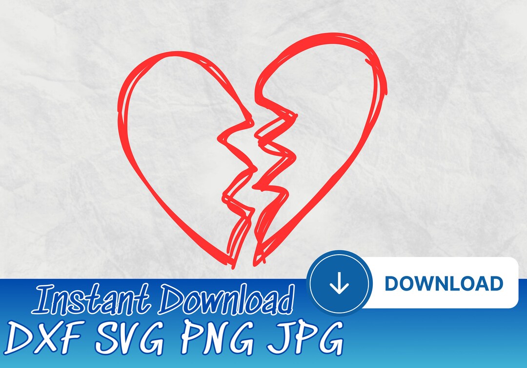 Broken Heart SVG, Broken Heart PNG, Broken Heart Outline, Broken Heart ...