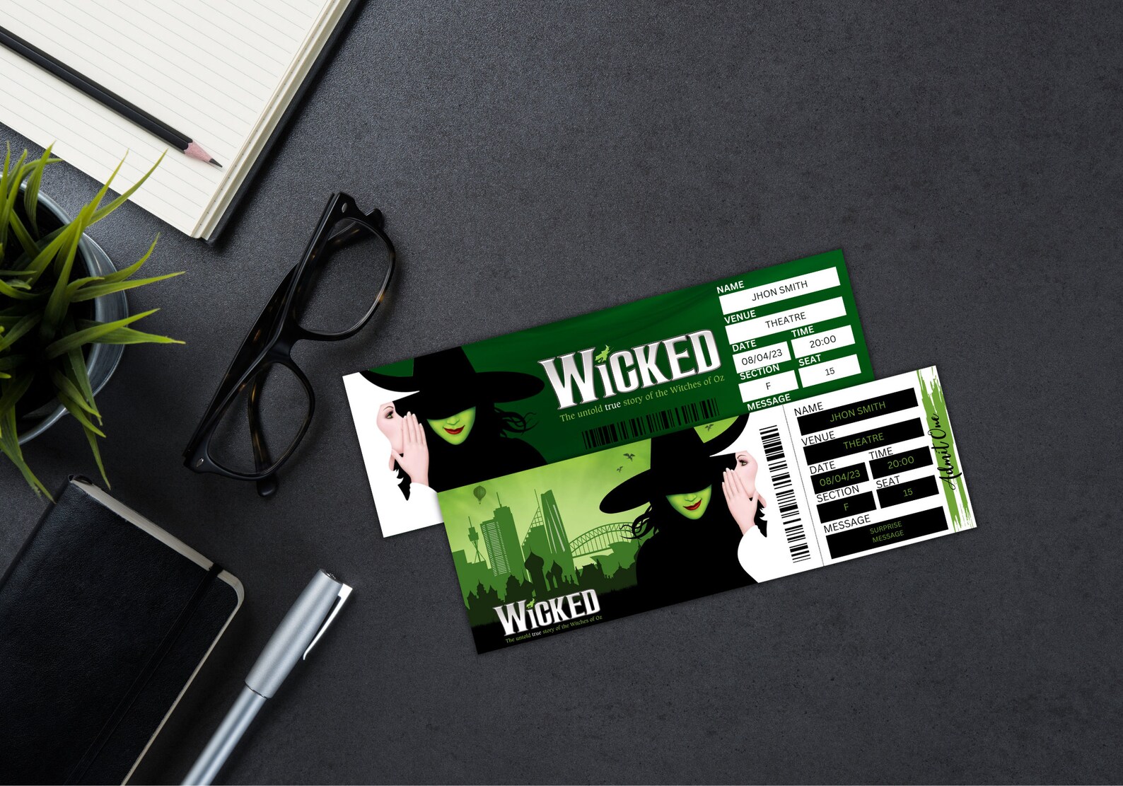 Template WICKED Musical Surprise Ticket to the Theatre, Instant ...