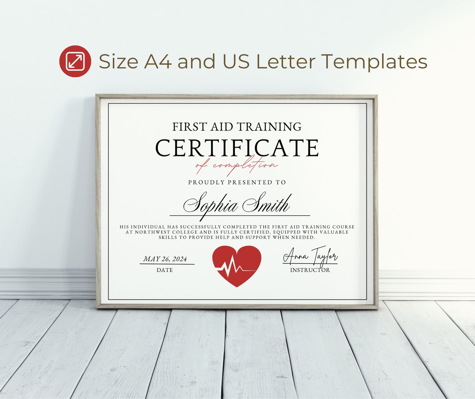 Customizable Certificate of Completion.first Aid Training Course ...