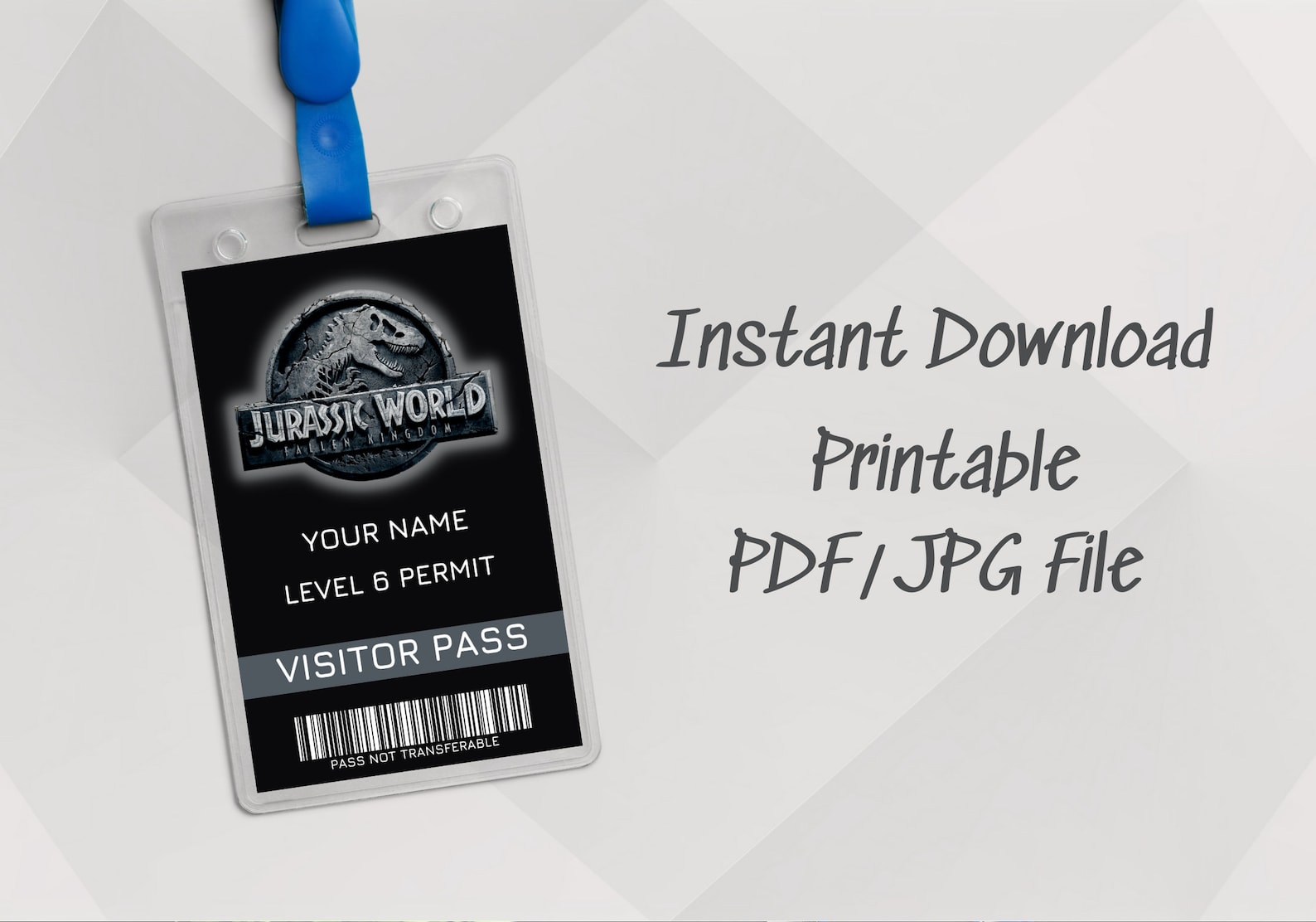 100% Customizable Jurassic ID Badge Template, Printable Jurassic ID ...