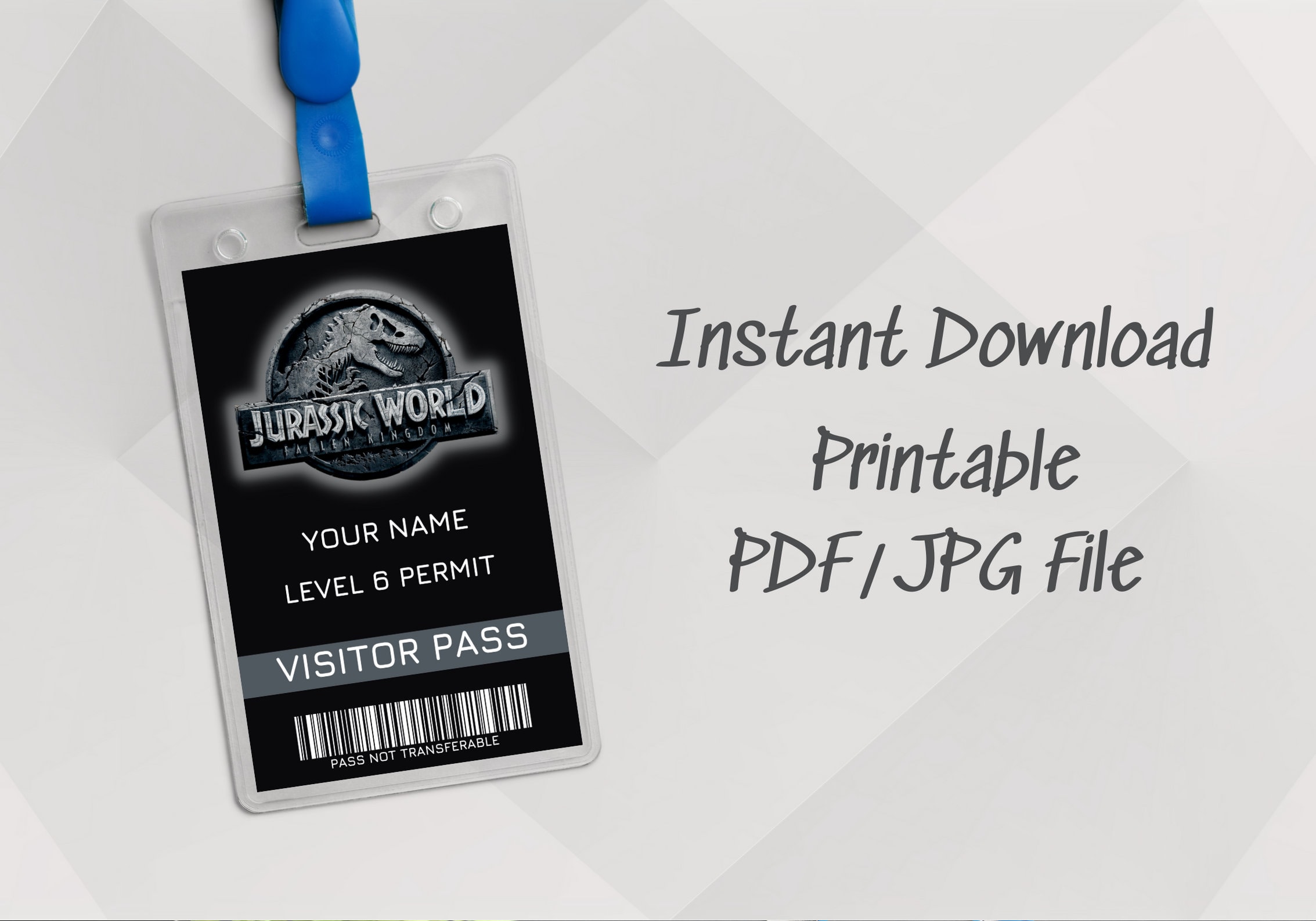 100% Customizable Jurassic ID Badge Template, Printable Jurassic ID ...