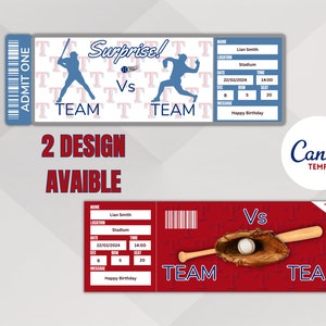 Baseball Game Texas Colors Ticket Template Surprise: Ready in Action ...