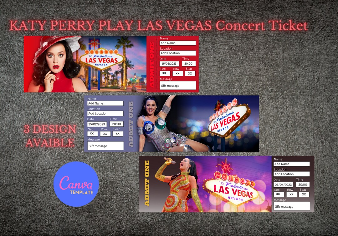 Personalized KATY PERRY Play Las Vegas Concert Ticket Template ...