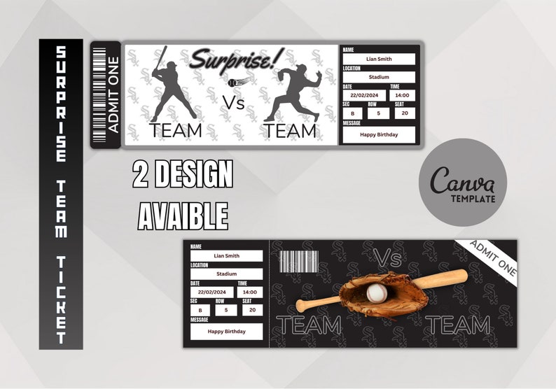 Baseball Game Chicago Colors Ticket Template Surprise: Ready in Action ...