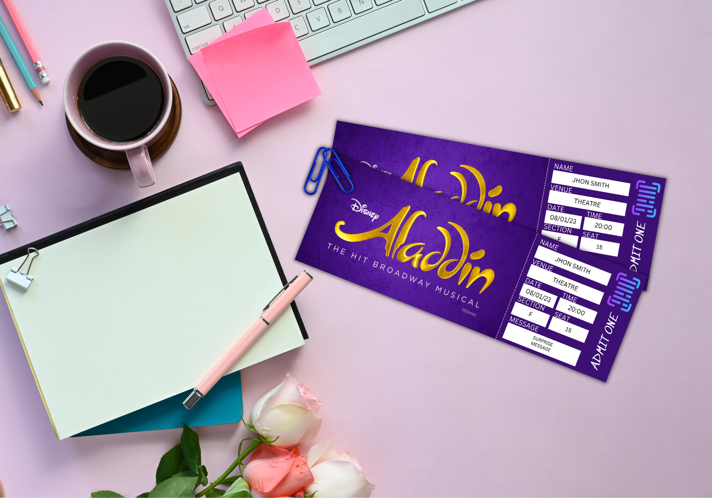 Template ALADDIN the Hit Broadway Musical Surprise Ticket to THE ...