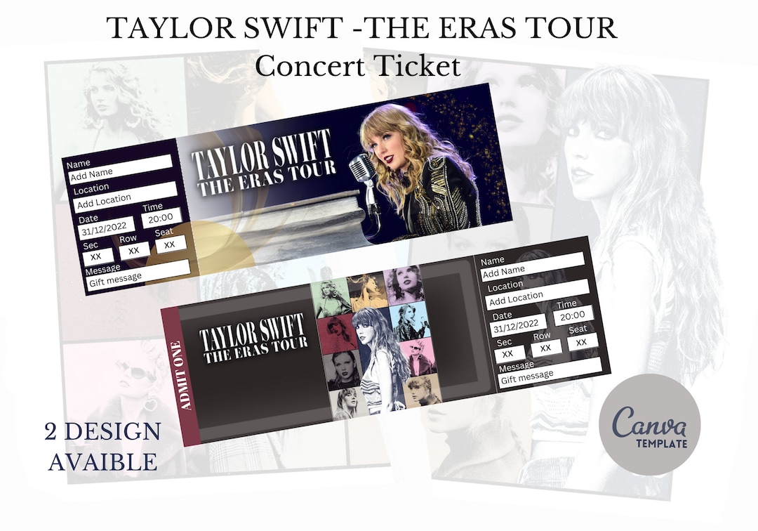 Personalized Taylor Swift THE ERAS TOUR Concert Ticket Template ...