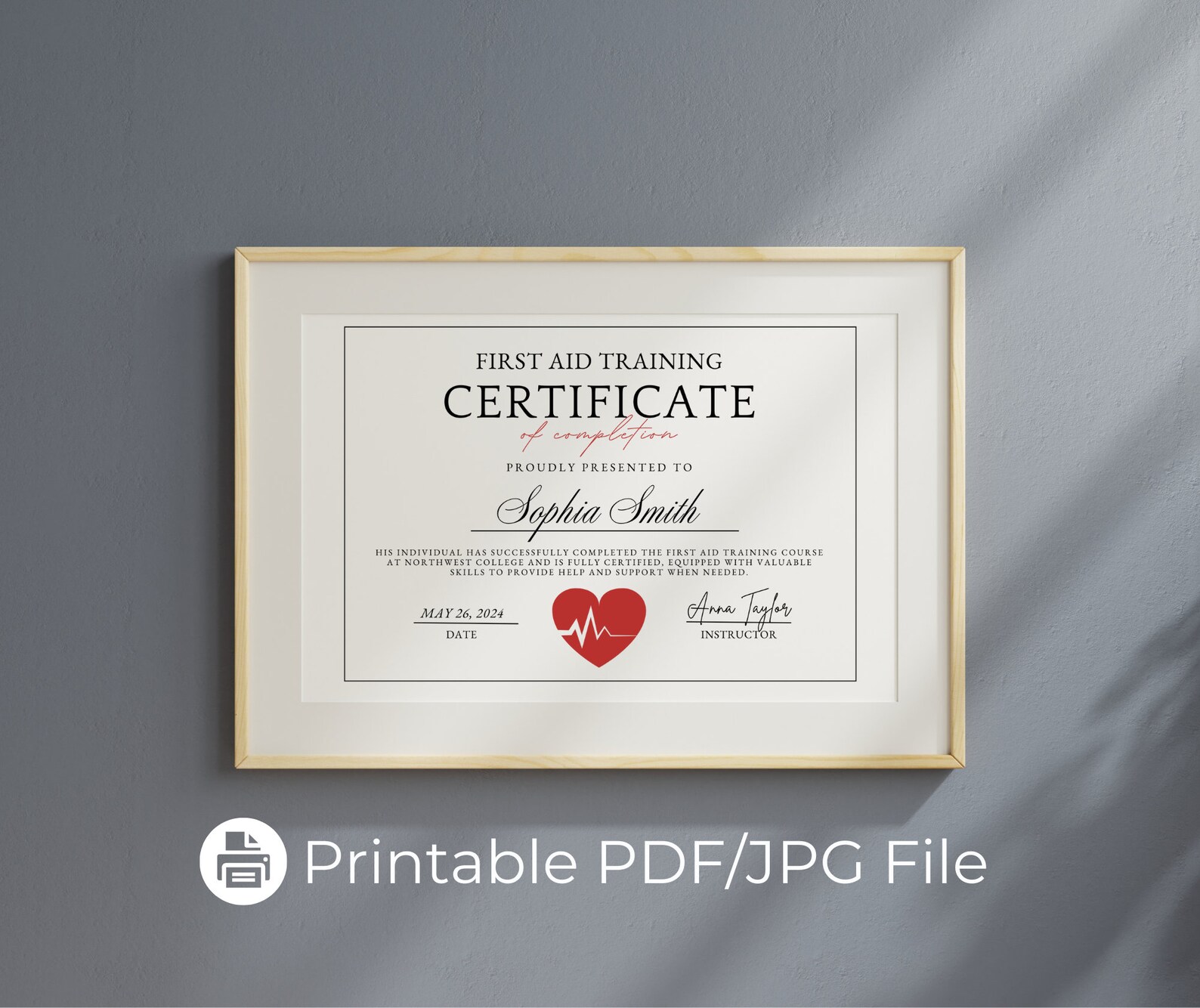 Customizable Certificate of Completion.first Aid Training Course ...