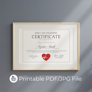 Customizable Certificate of Completion.first Aid Training Course ...