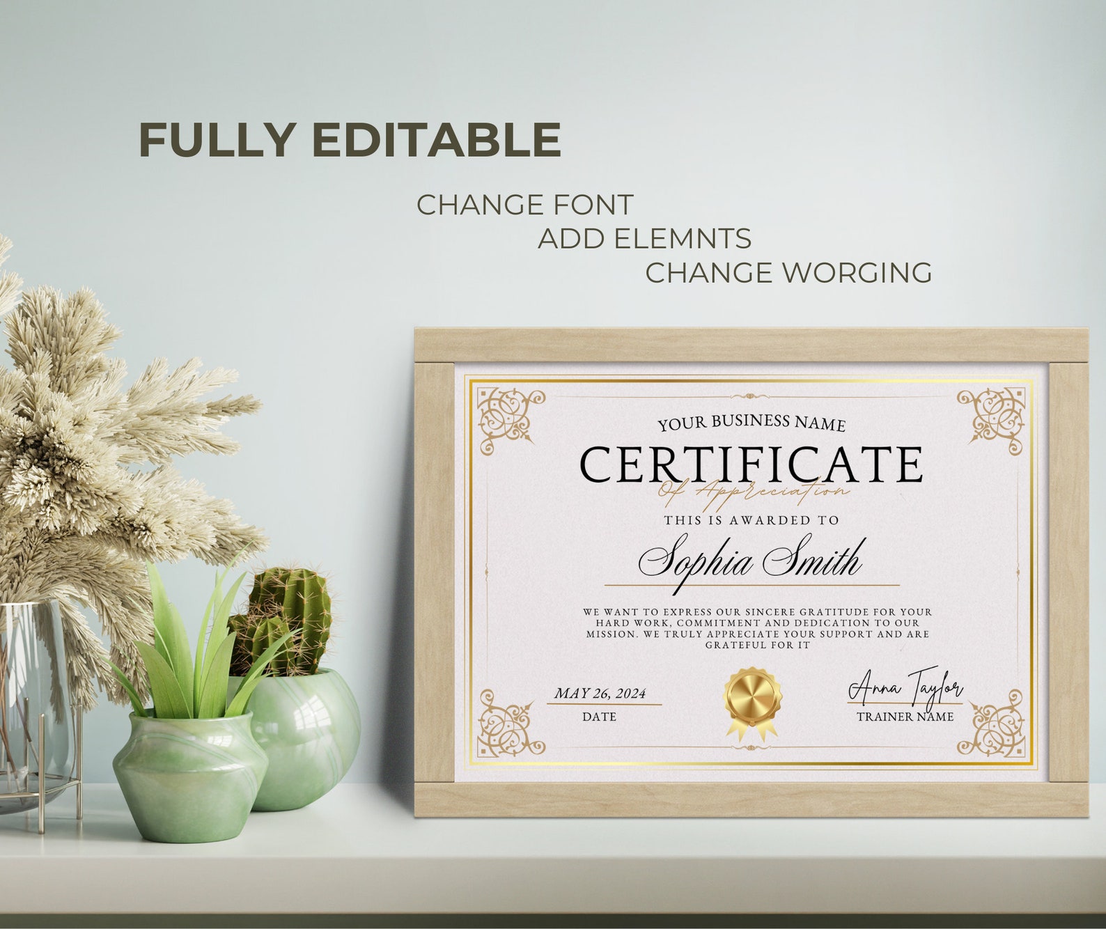 Customizable Appreciation Certificate Template: Printable Canva Design ...