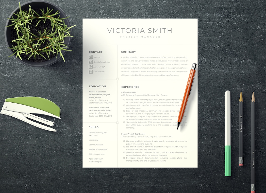 Resume Template Word Project Manager Minimalist Resume Template ...