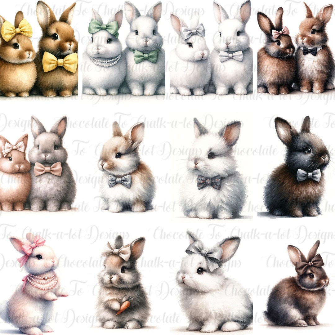 Bunny Clipart Spring, Printable Watercolor Clipart, Digital Download ...