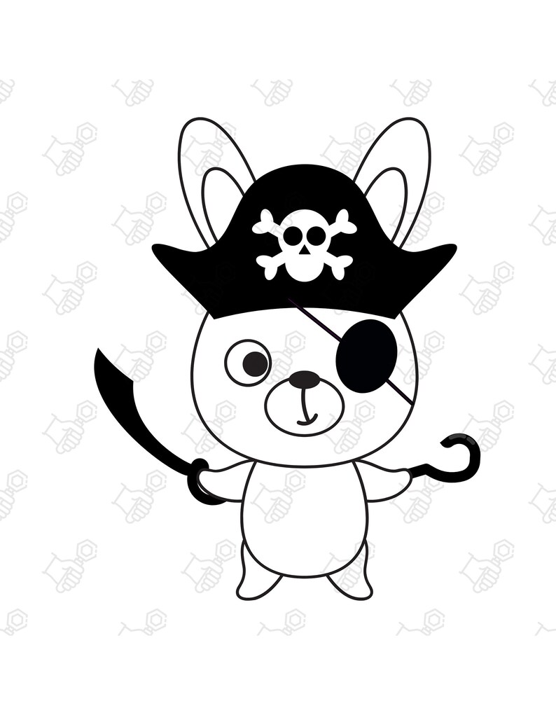 Pirate SVG PNG - Pirate Bunny Svg, Bunny Print, Bunny Png, Rabbit Svg ...
