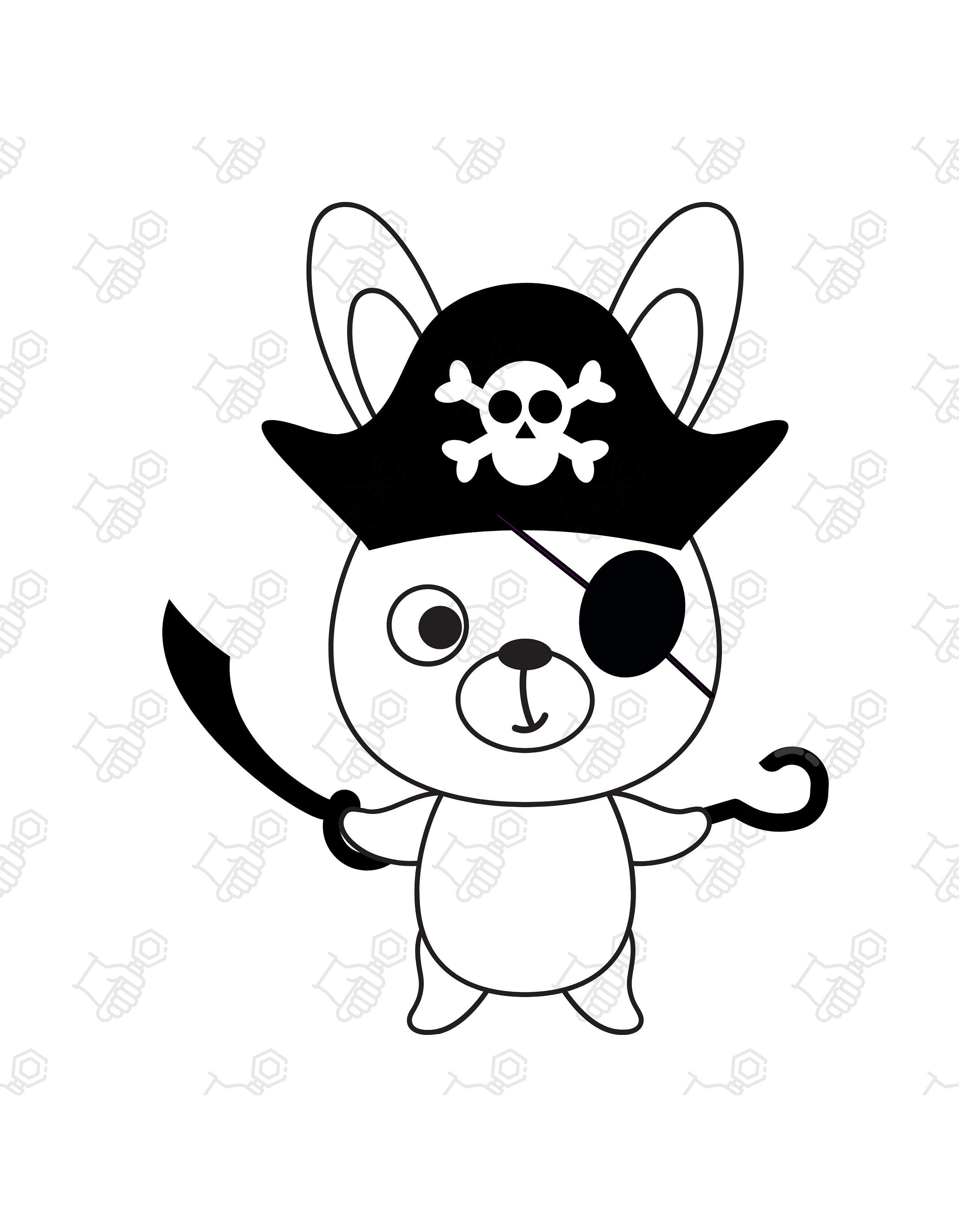Pirate SVG PNG - Pirate Bunny Svg, Bunny Print, Bunny Png, Rabbit Svg ...
