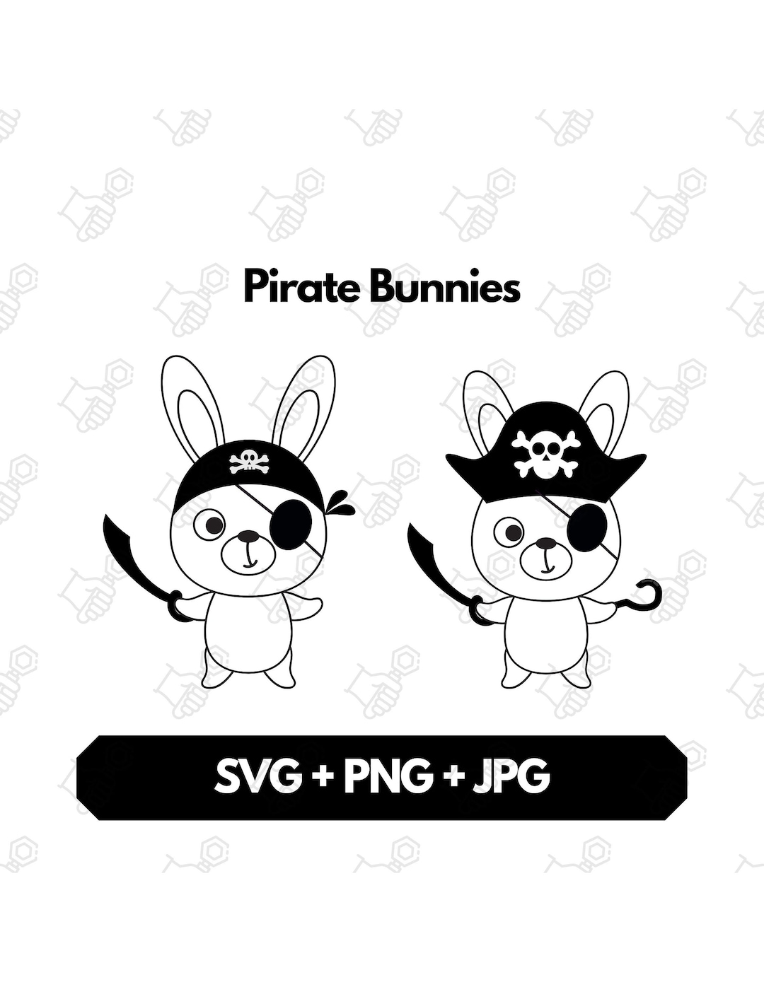 Pirate SVG PNG - Pirate Bunny Svg, Bunny Print, Bunny Png, Rabbit Svg ...