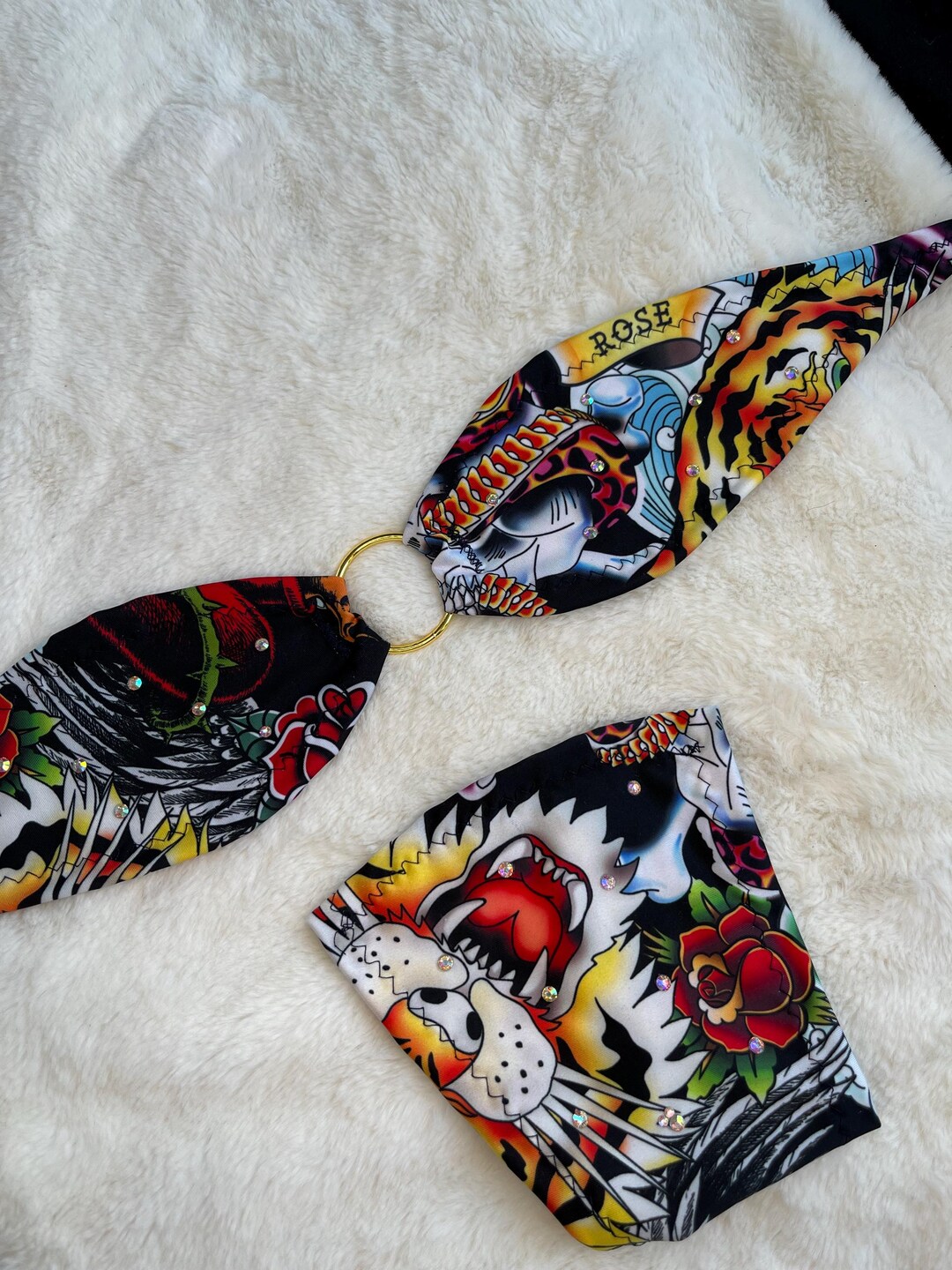 Tattoo Print Micro Bandeau Bikini Stripper Outfits | Exotic Dancewear ...