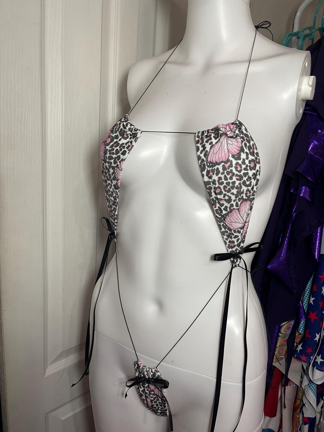 Butterfly Slingshot Bikini Stripper Outfits Exotic Dancewear Set
