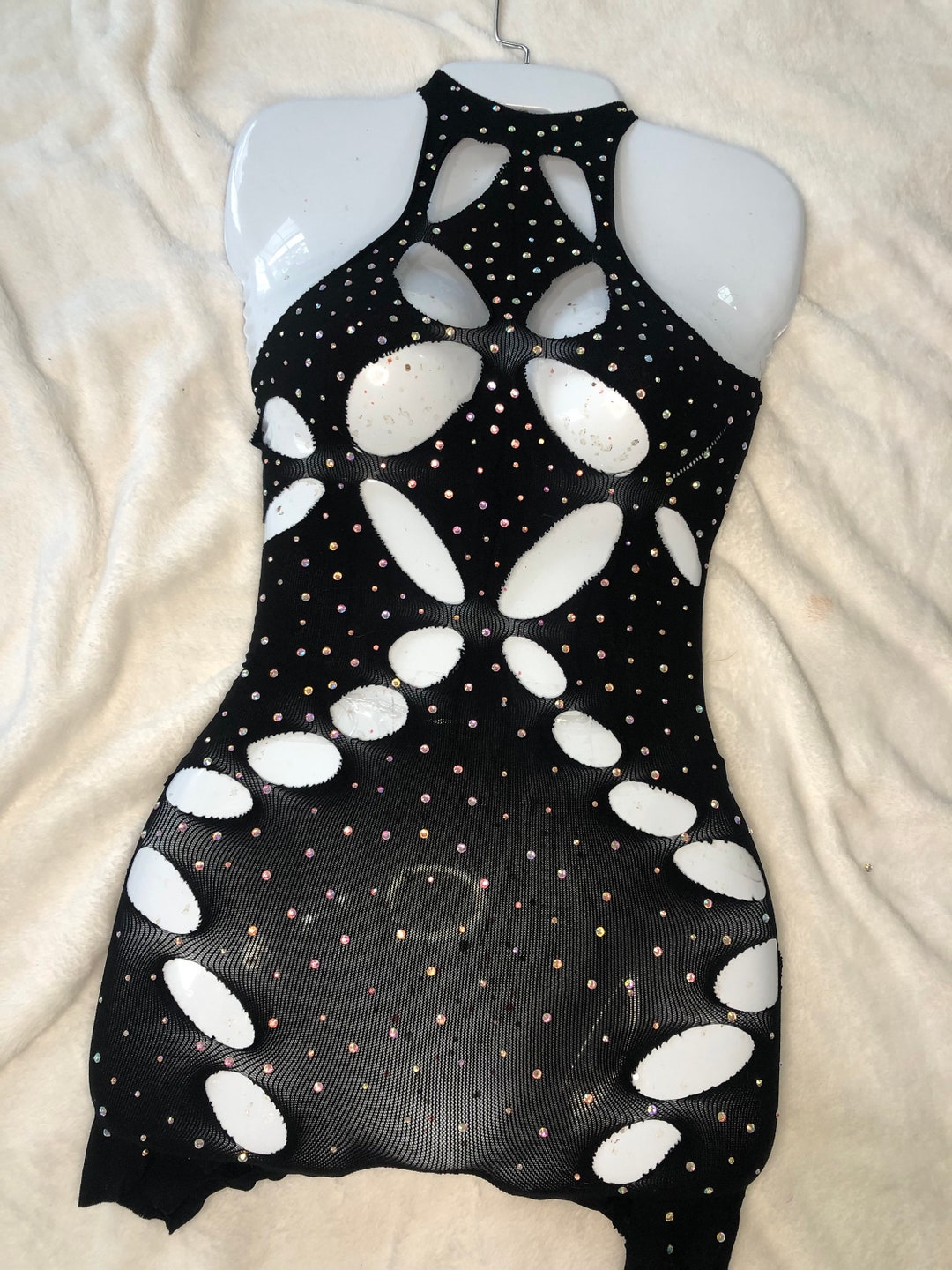 Exotic Dancewear Black Fishnet Cutout Fits XS-XL | One Piece Stripper ...