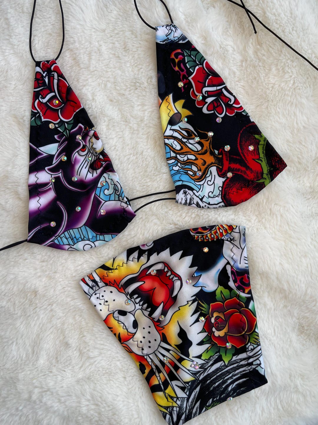 Tattoo Print Micro Bikini Stripper Outfits | Exotic Dancewear Set ...