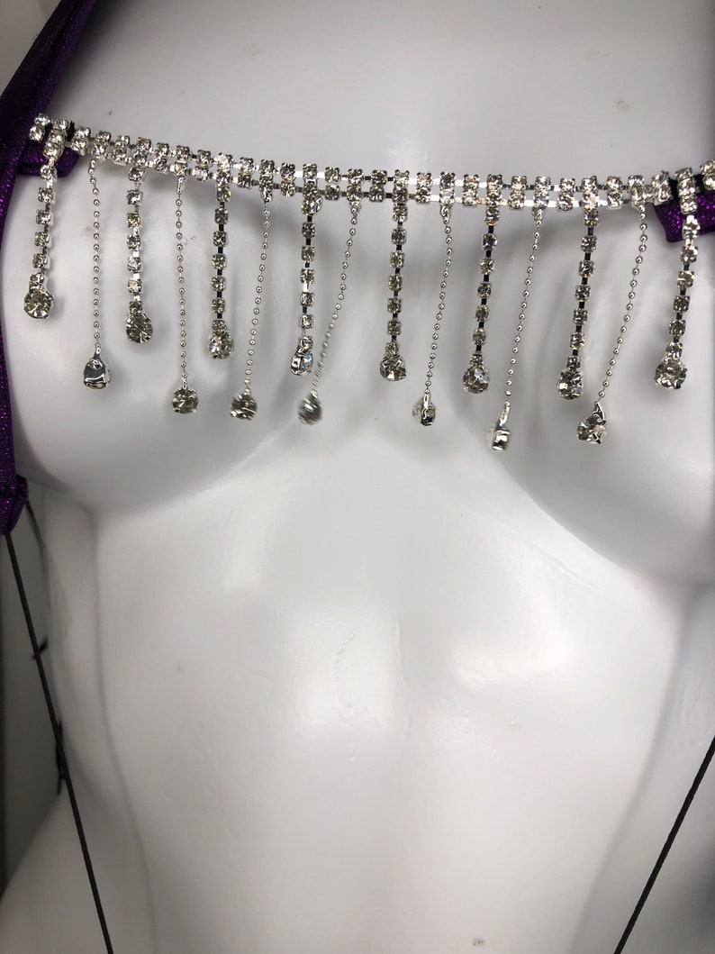 Rhinestone Slingshot Bikini Metallic Stripper Outfit Rave - Etsy