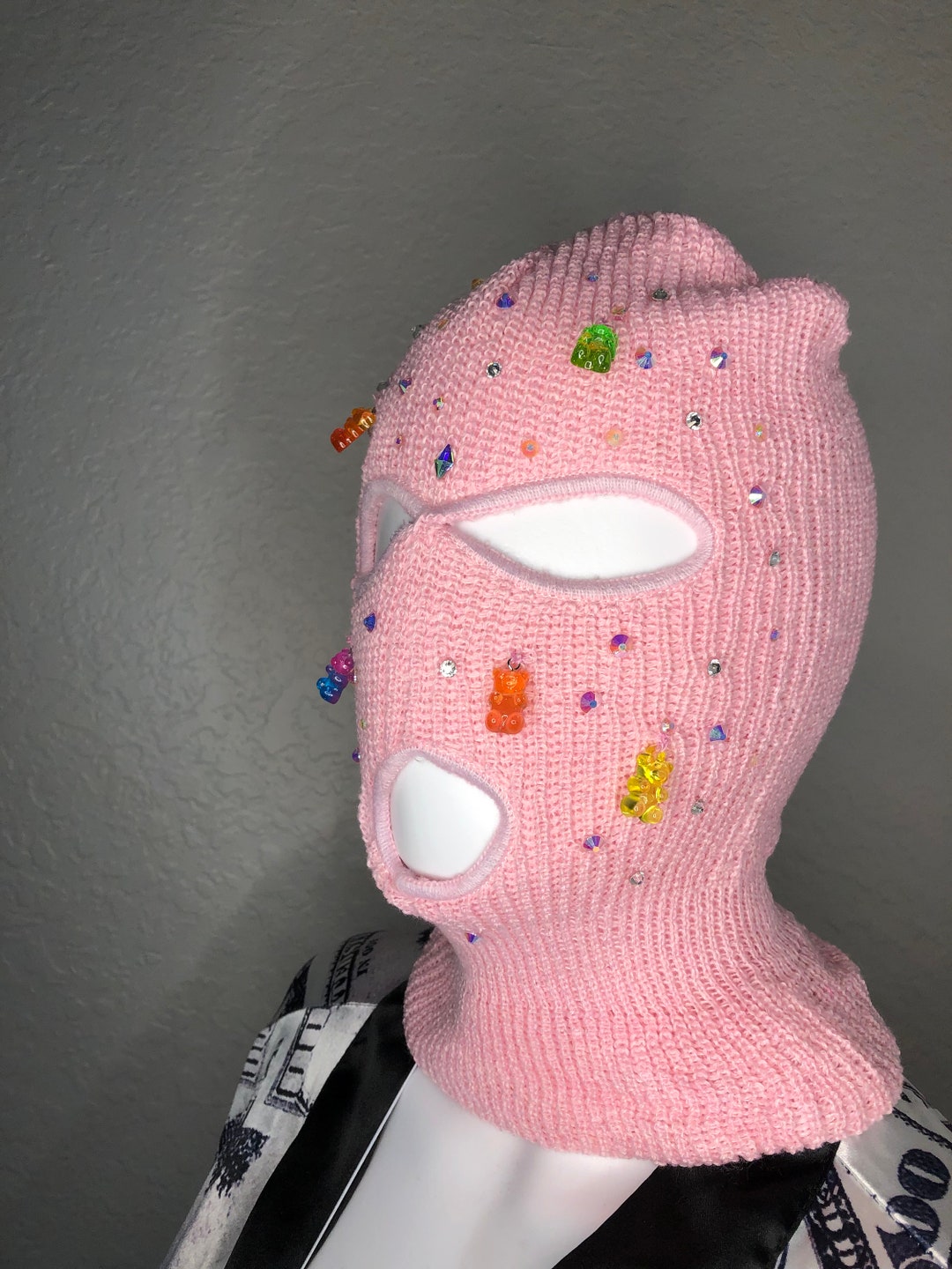 Rhinestoned Custom Ski Mask Baclava Festival Outfit Rave Outfit Hello ...