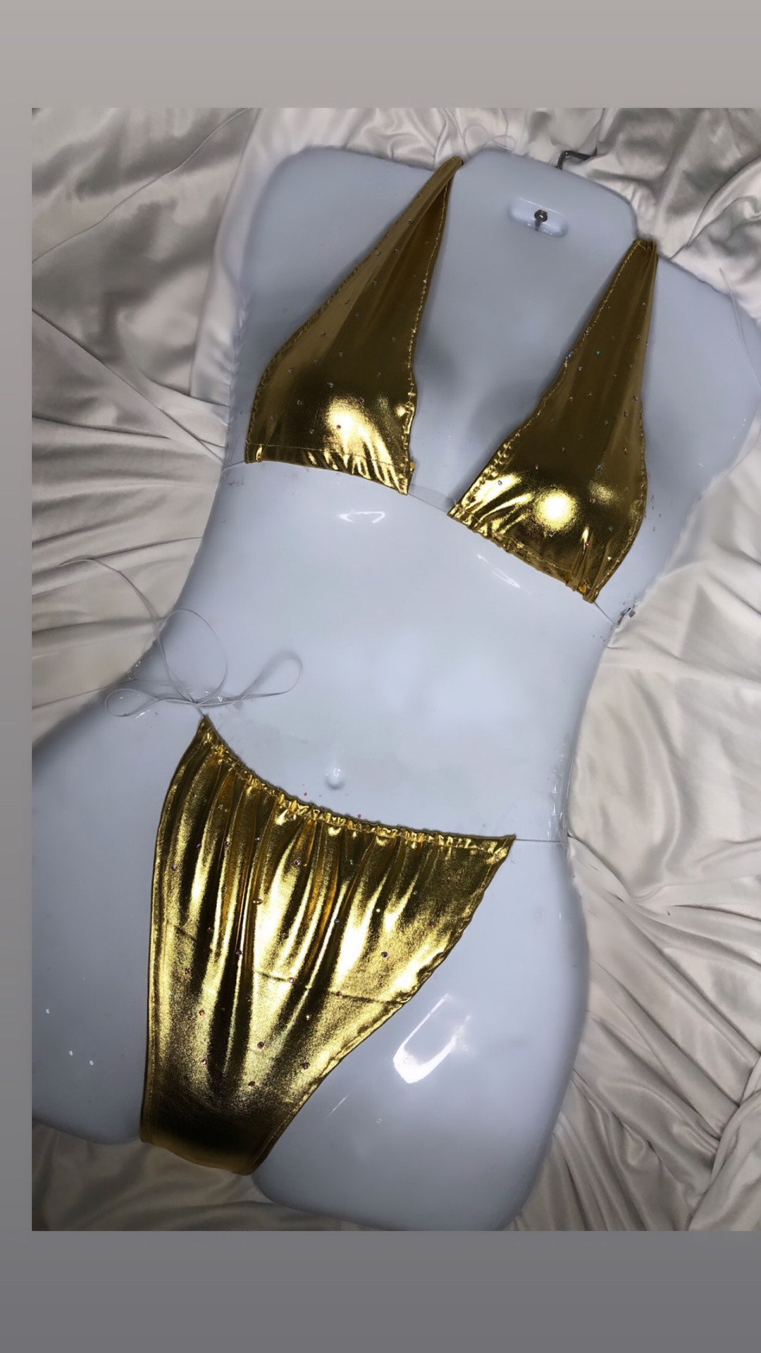 Gold Bikini Set Exotic Dancewear Stripper Outfits Etsy