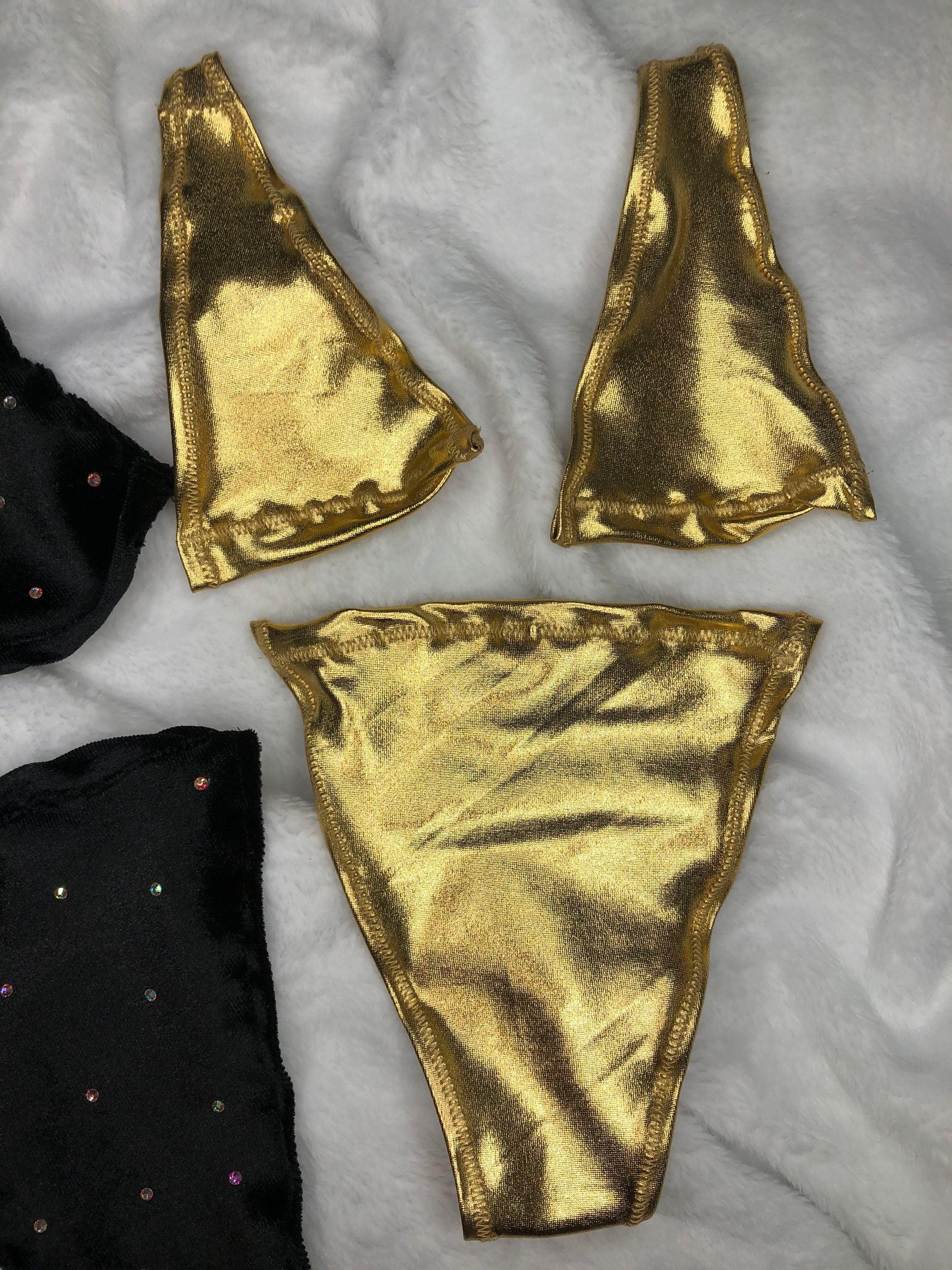 Gold Micro Bikini Stripper Outfits Exotic Dancewear Set - Etsy