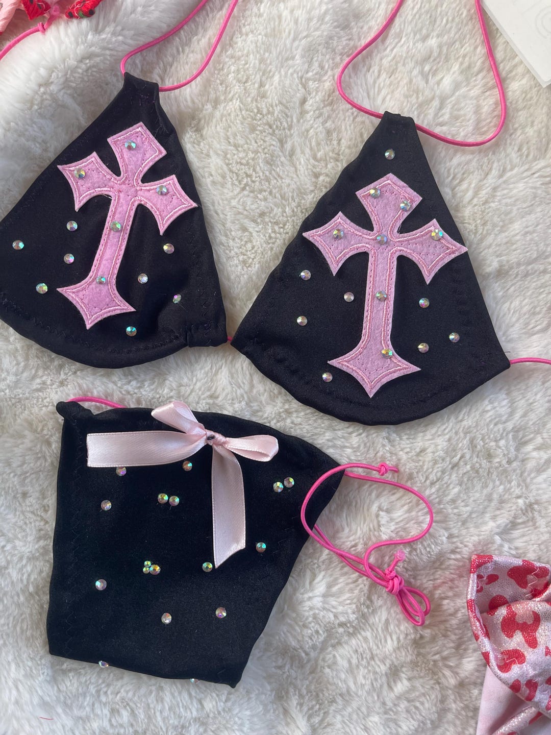 Goth Cross Micro Bikini Stripper Outfit | Exotic Dancer Outfit | Pink ...