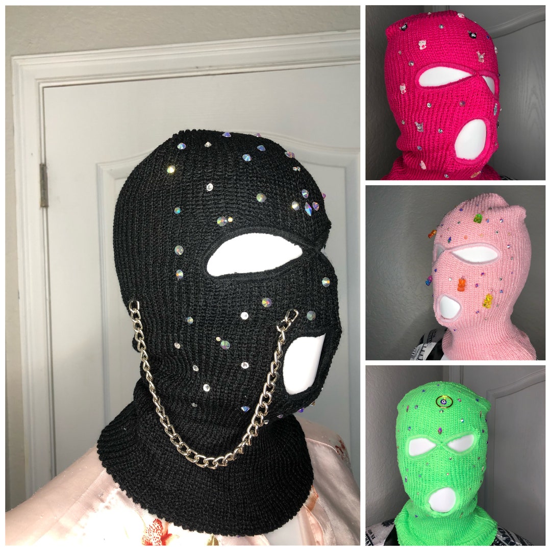Rhinestoned Custom Ski Mask Baclava Festival Outfit Rave - Etsy
