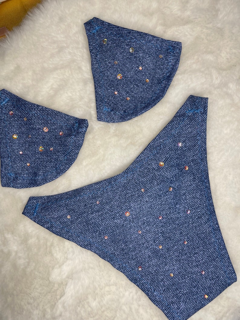 Denim Micro Bikini Stripper Outfits | Exotic Dancewear Set | Exotic ...