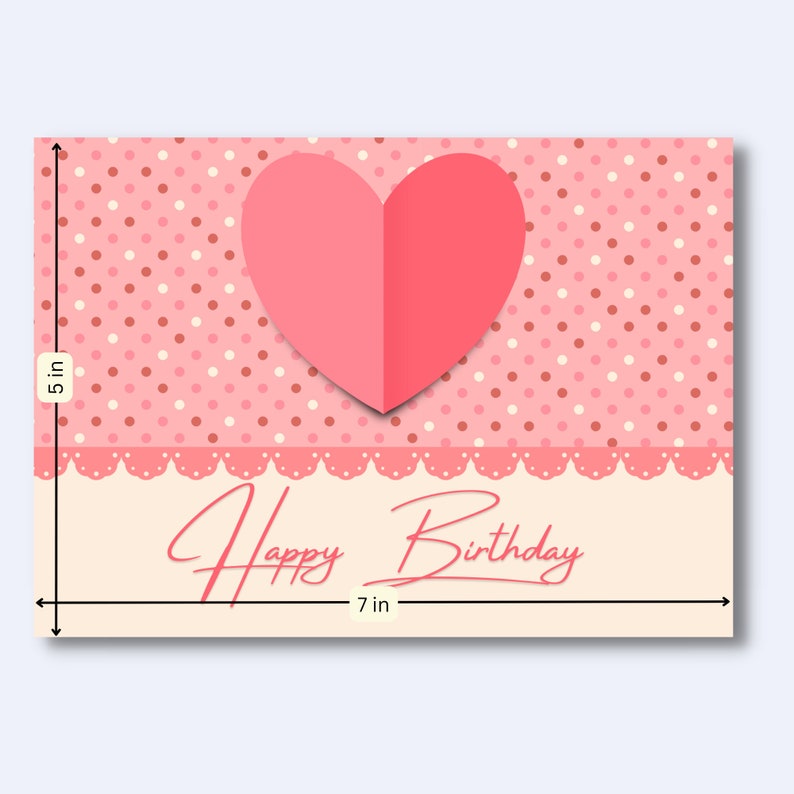 Printable Happy Birthday Card. Pinkish Folded Happy Birthday Card - Etsy