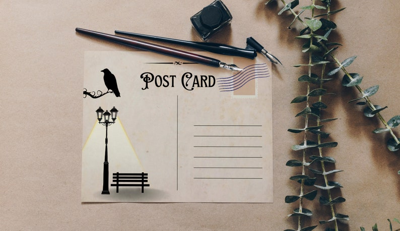 Printable Vintage Carte Postale Instant Download. Flat Post Card. Night ...