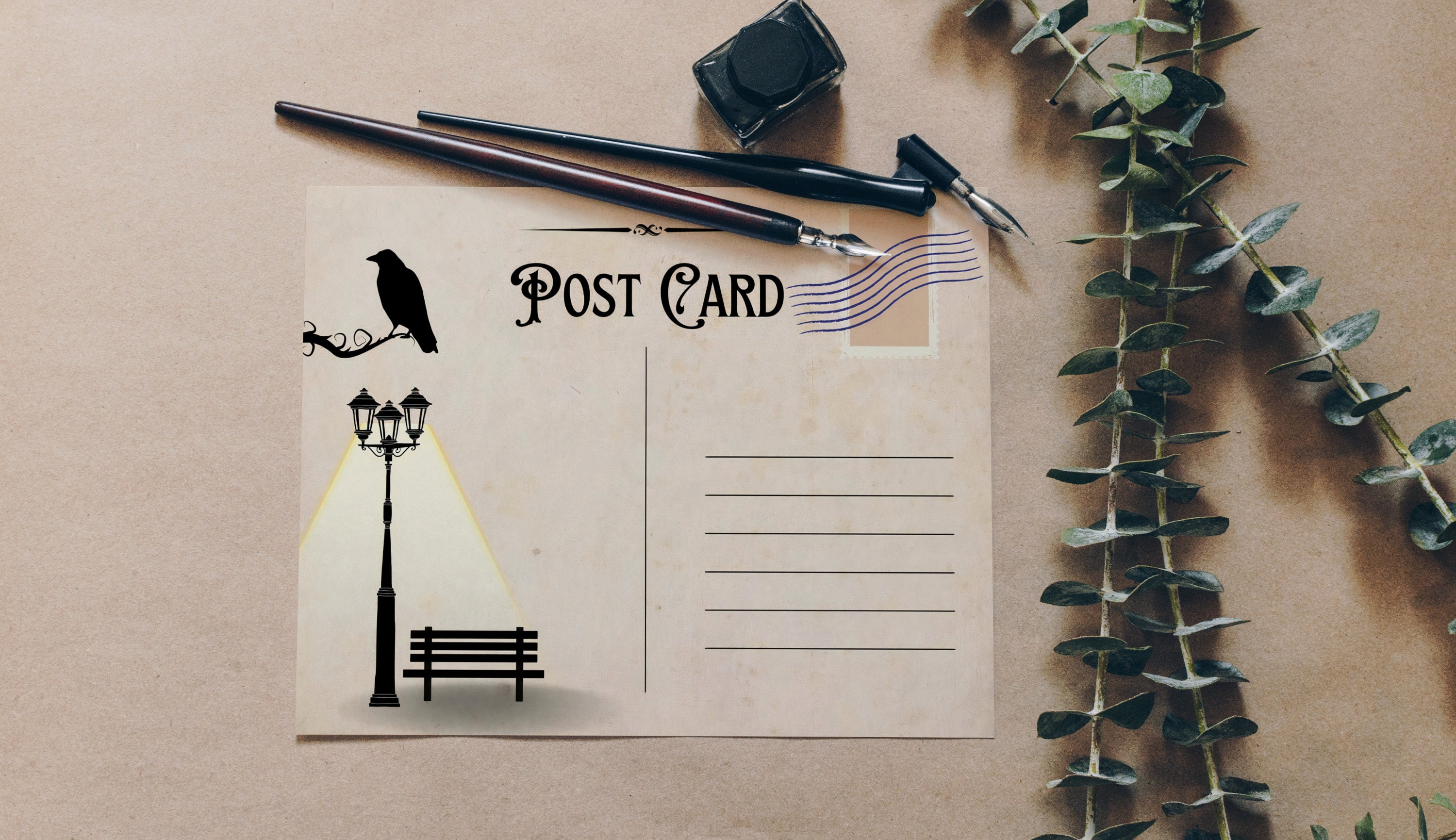 Vintage Postcard | Night Theme Carte Postale | Printable Digital ...