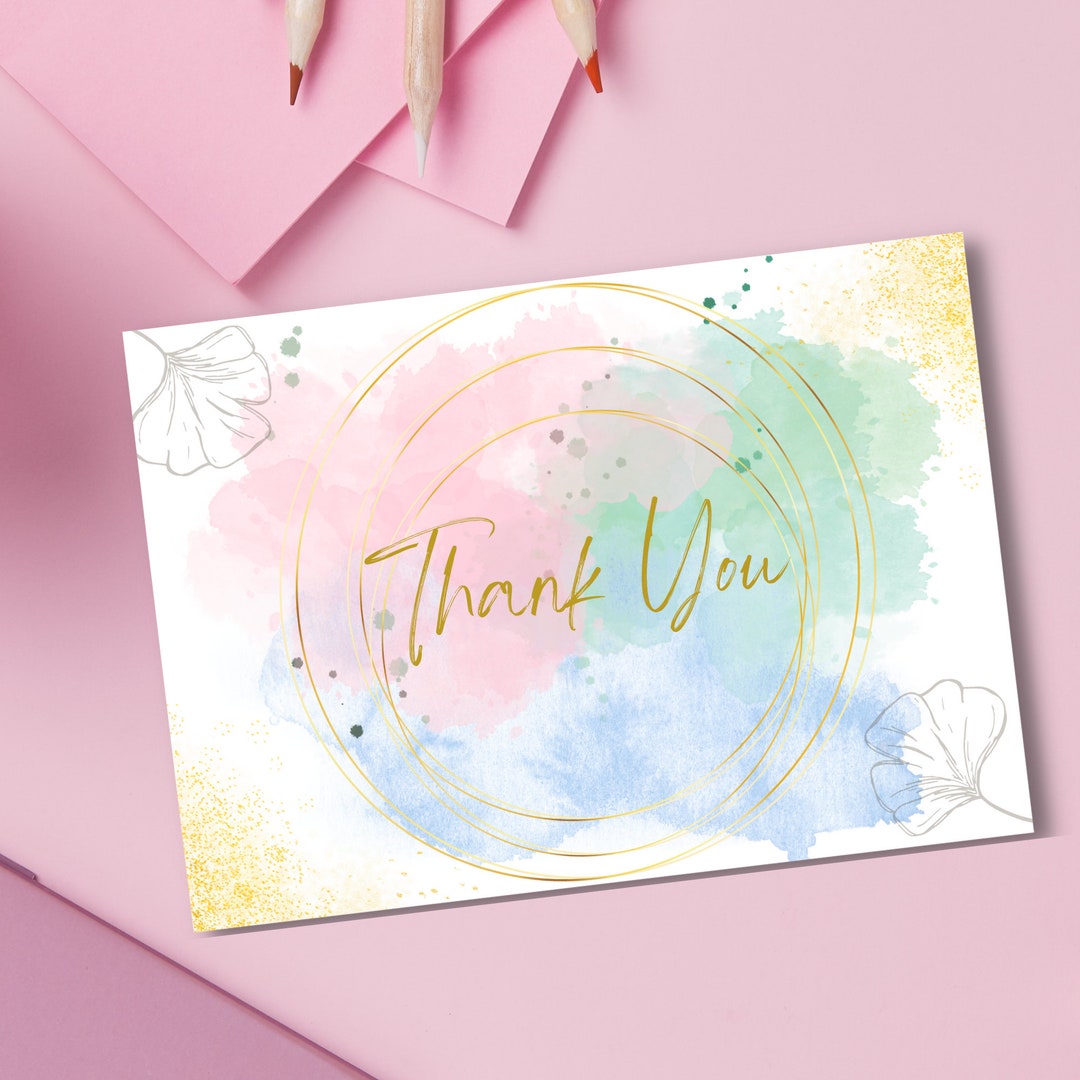 Printable Thank You Card. Colorful Thank You Card. Any Occasion Thank ...