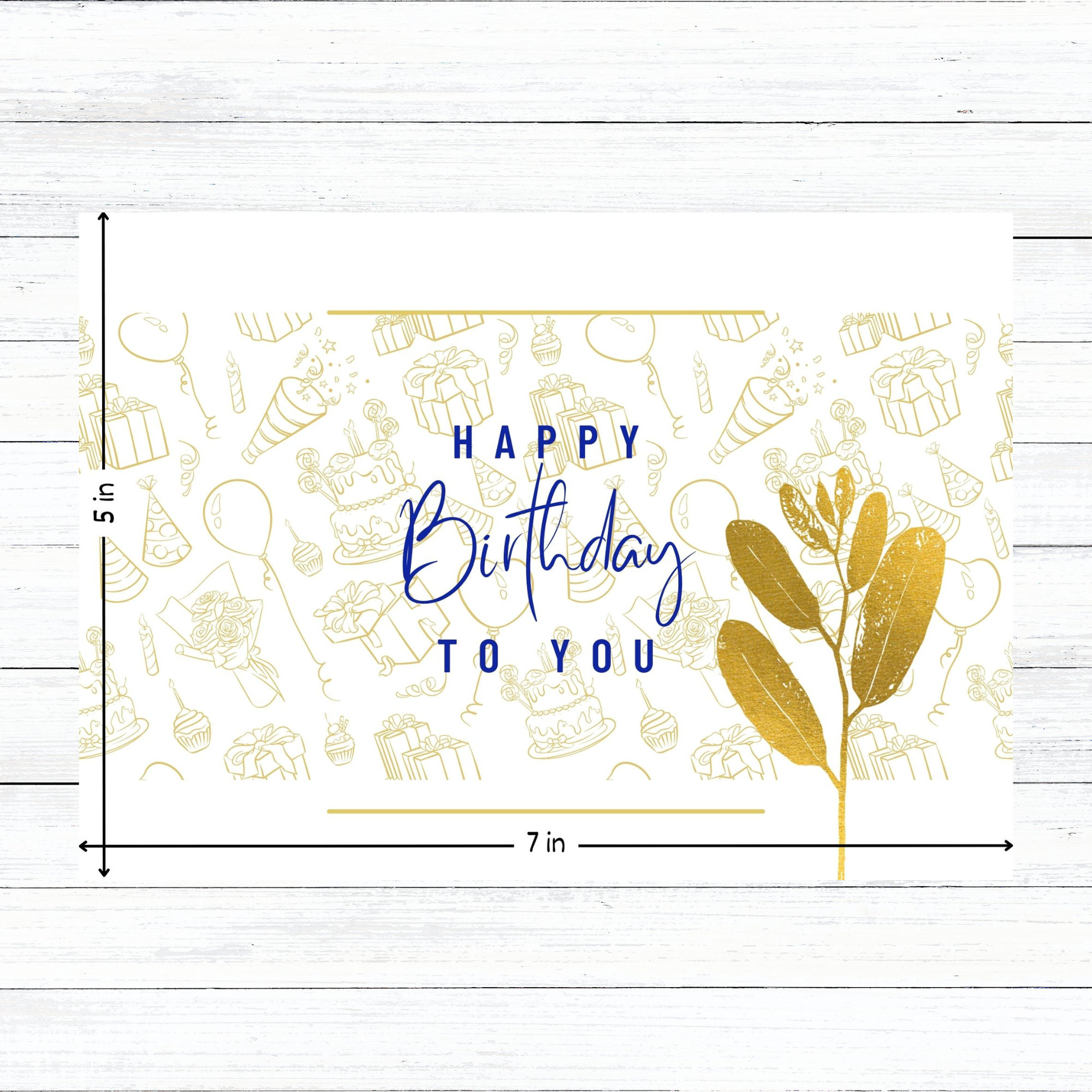 Printable Happy Birthday Card, Gold and White Greeting Card - Etsy