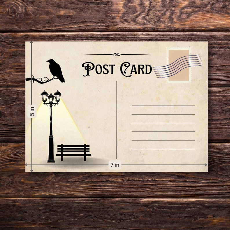 Printable Vintage Carte Postale Instant Download. Flat Post Card. Night ...