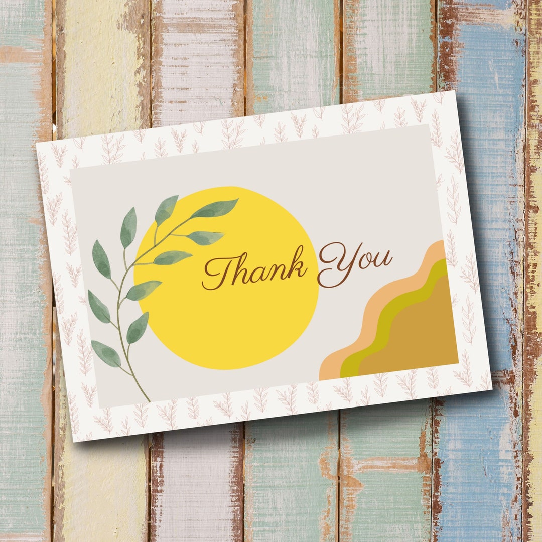 Printable Boho Style Thank You Card. Downloadable Greeting Card ...
