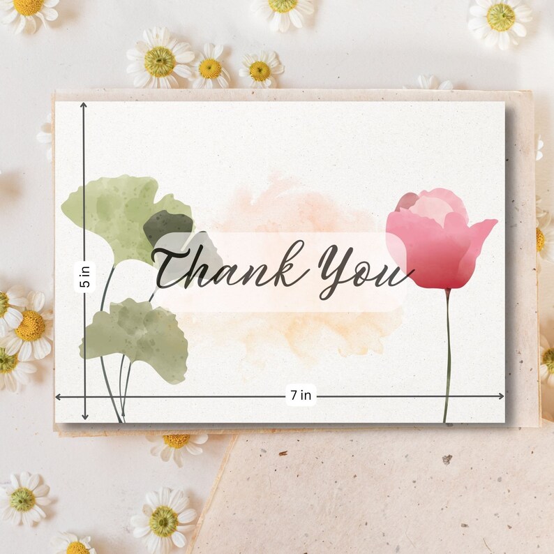 Printable Thank You Card | Watercolor Design | Any Occasion Folded ...
