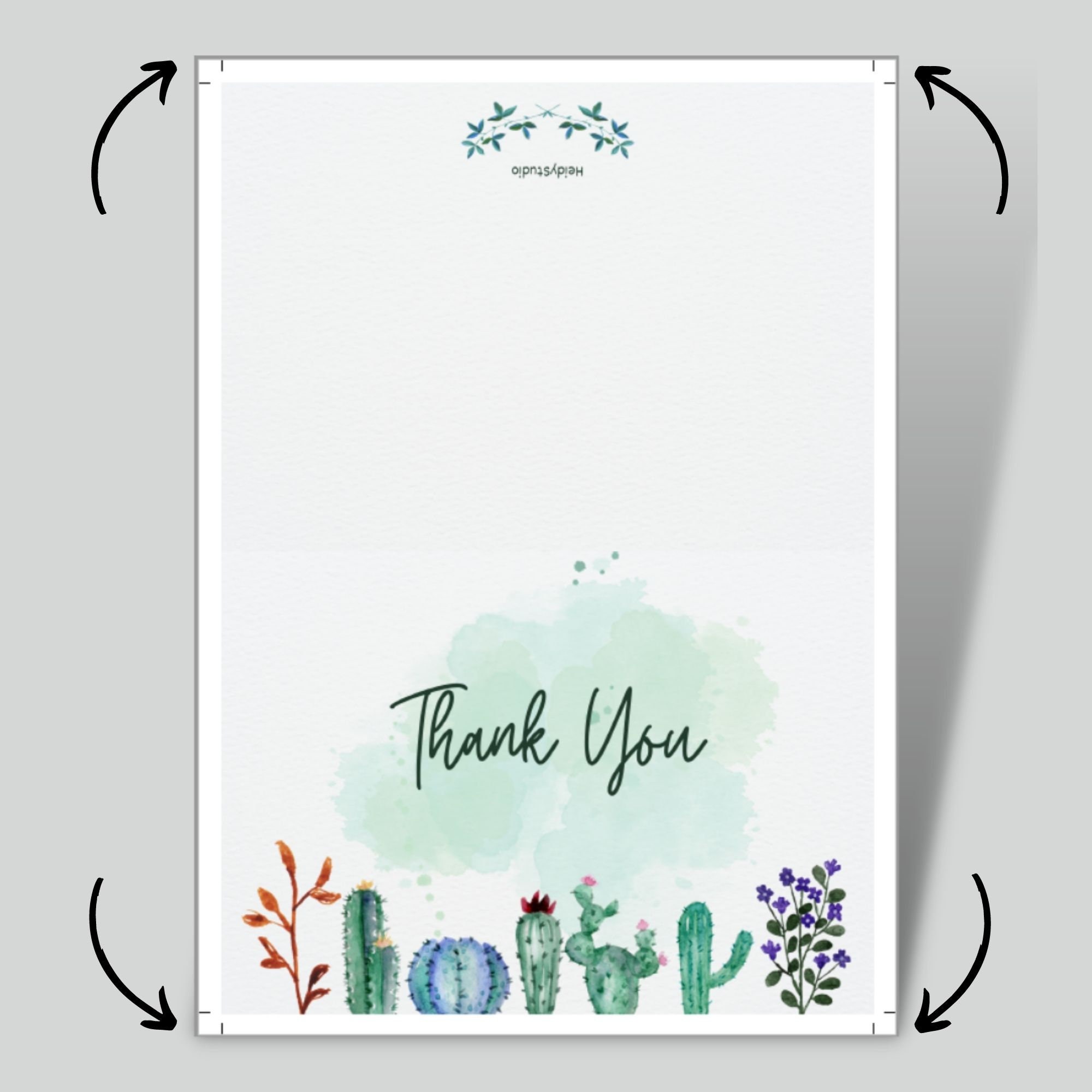 Printable Cactus Thank You Card | Watercolor Design | Folded Greeting ...